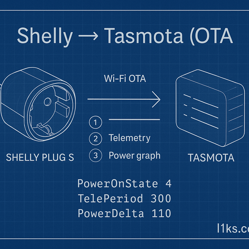 Convert Shelly → Tasmota (OTA) and tune it for power-only monitoring (Shelly Plug S)